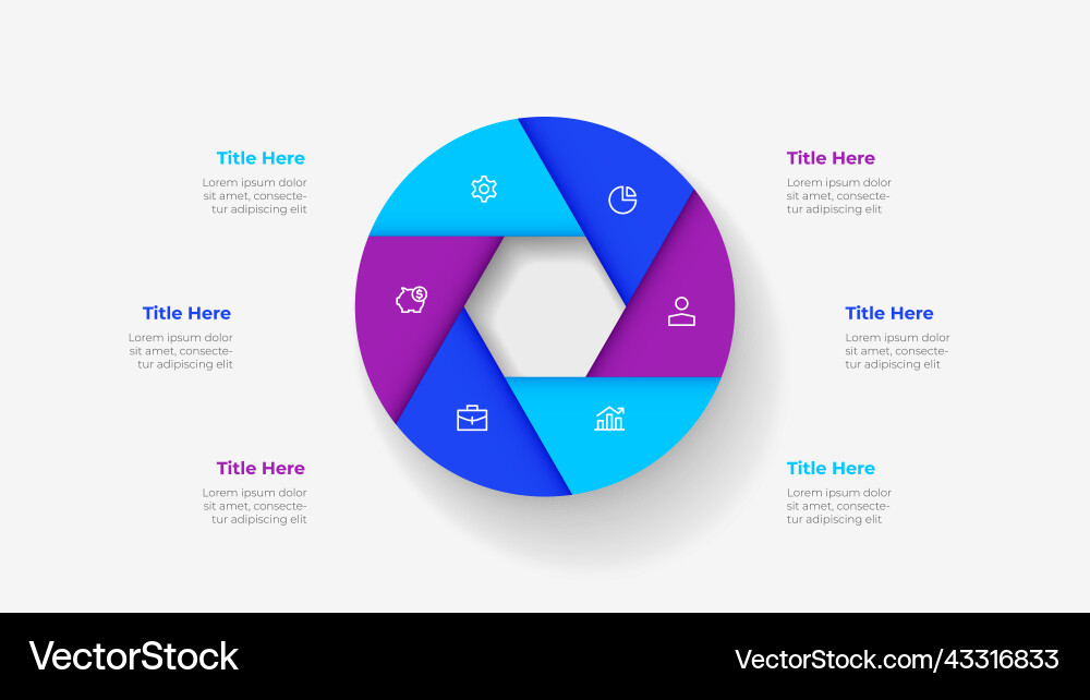 Circle divided into six parts template for cycle Vector Image
