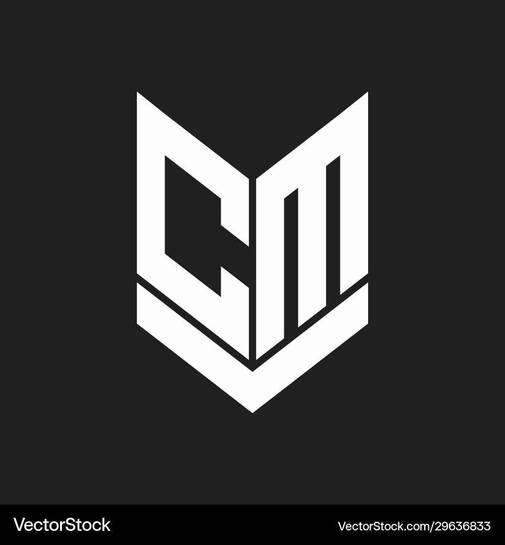 Cm logo monogram with emblem shield style design Vector Image
