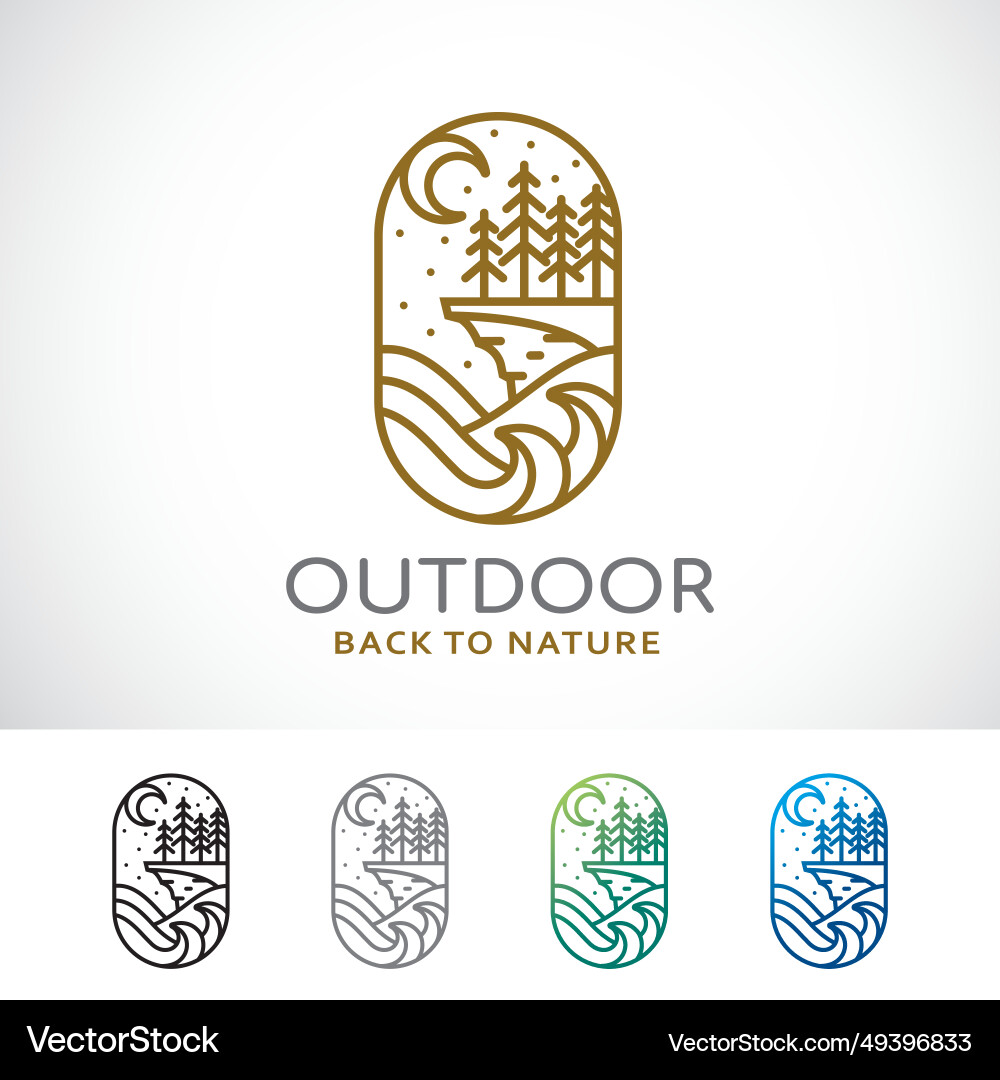 Outdoor line logo design template Royalty Free Vector Image