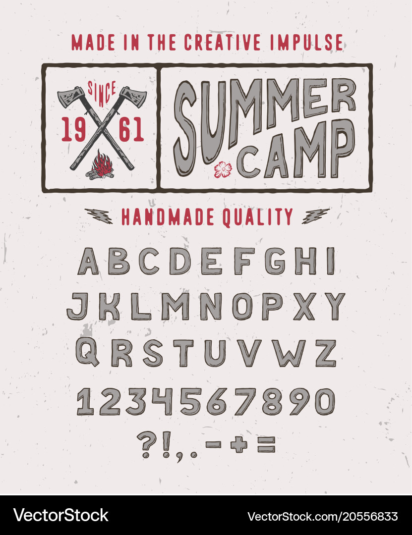 Summer camp font Royalty Free Vector Image - VectorStock