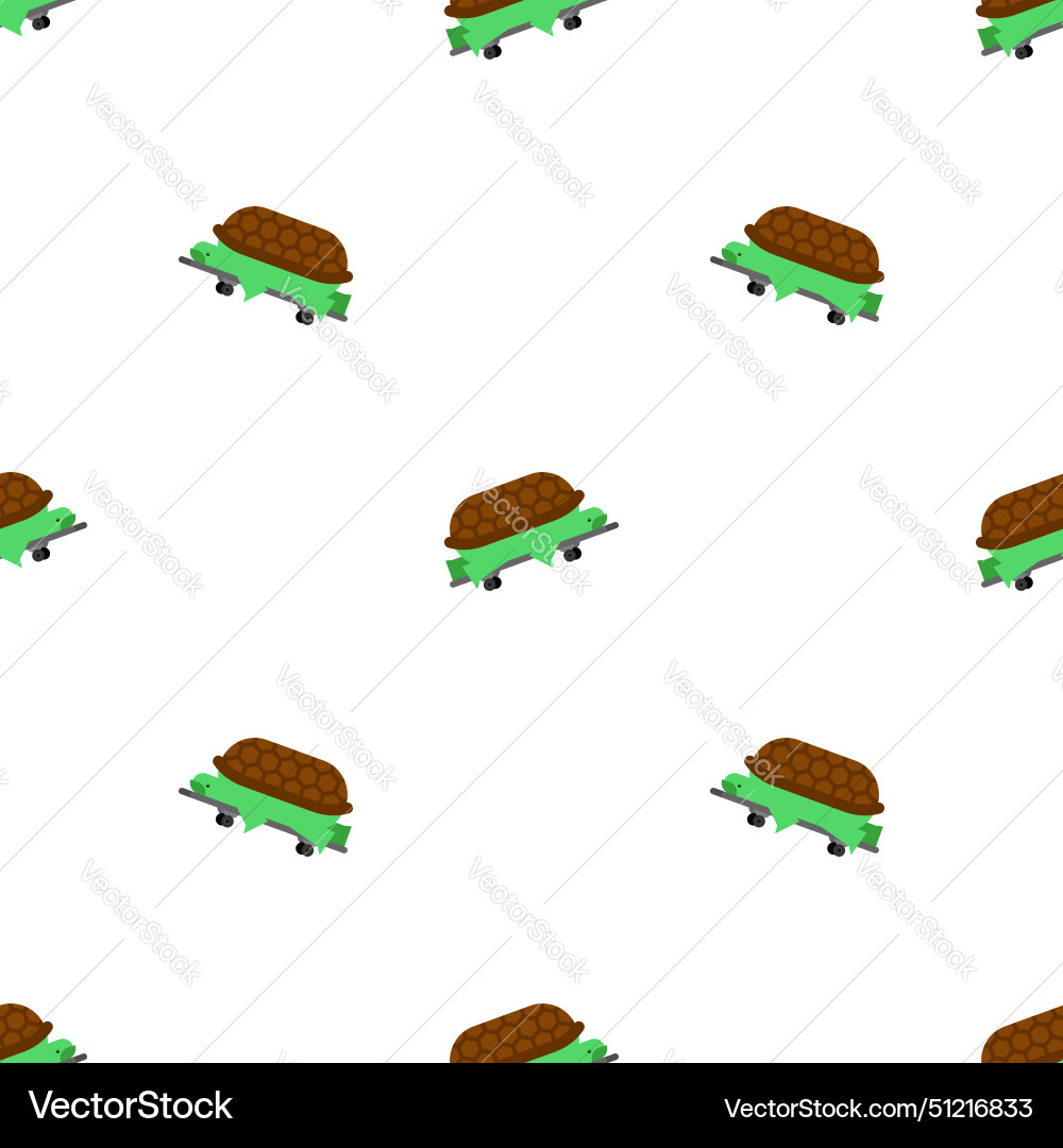 Turtle on skateboard pattern seamless tortoise Vector Image