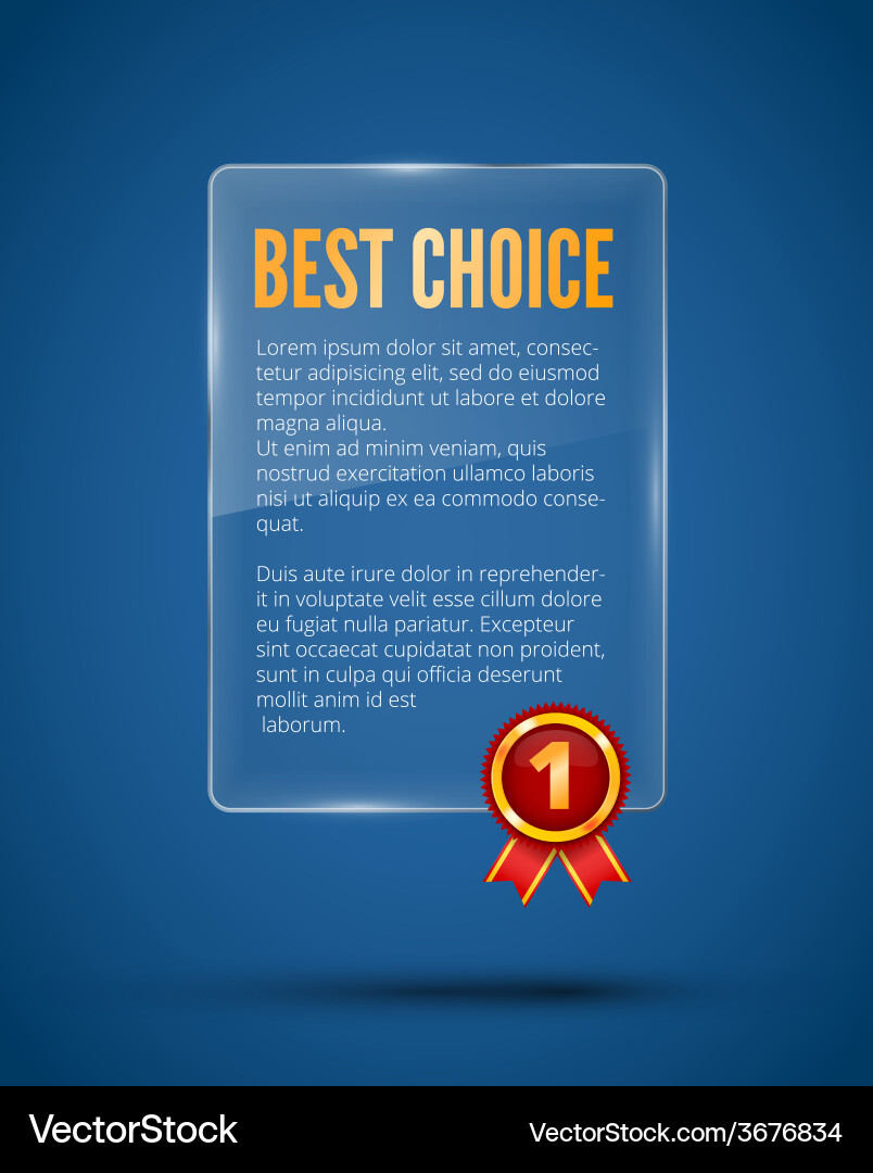 Blue Glass Panel with Award Royalty Free Vector Image