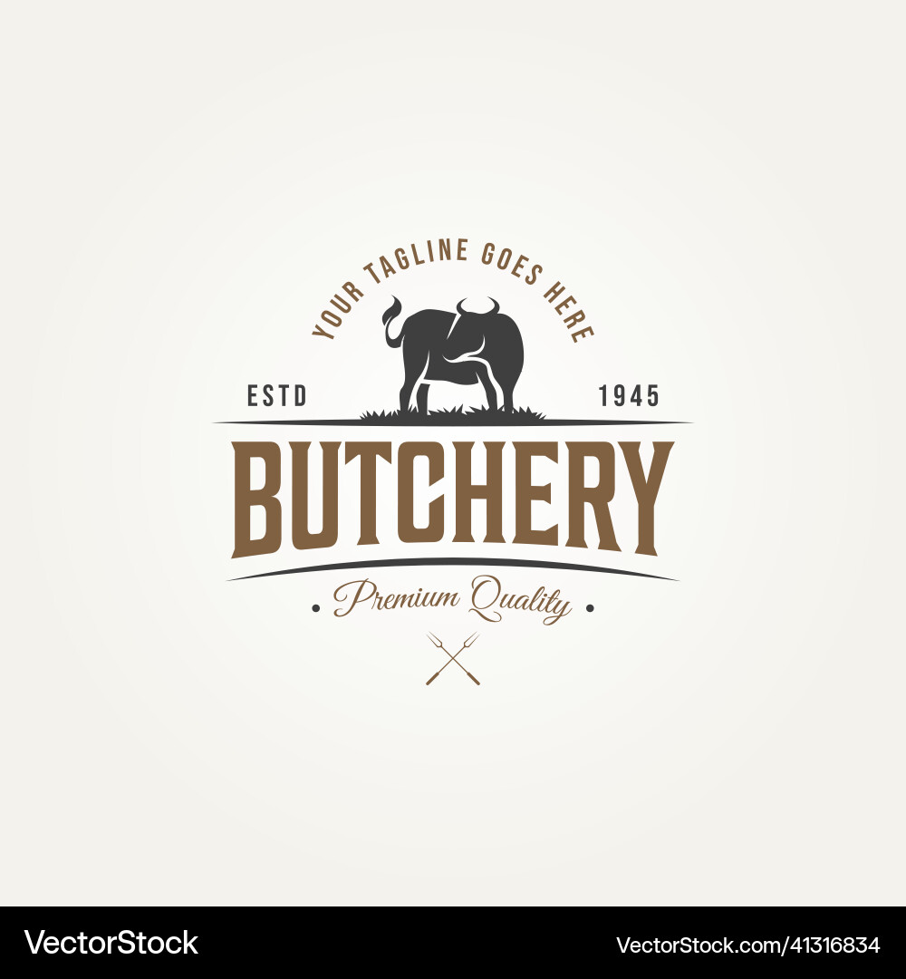 Cattle angus beef steak butchery shop logo design Vector Image