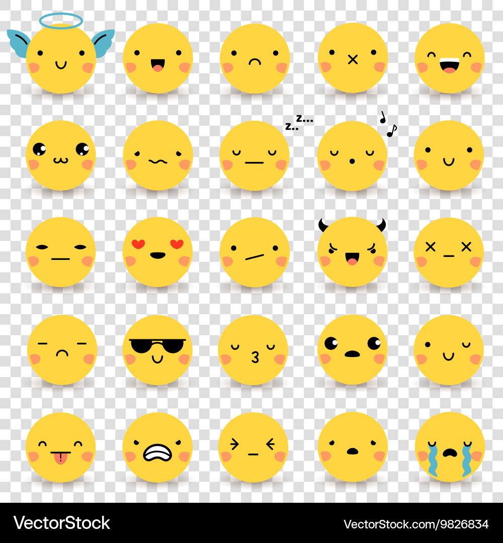 Emoticons transparentes Set Lizenzfreies Vektorbild