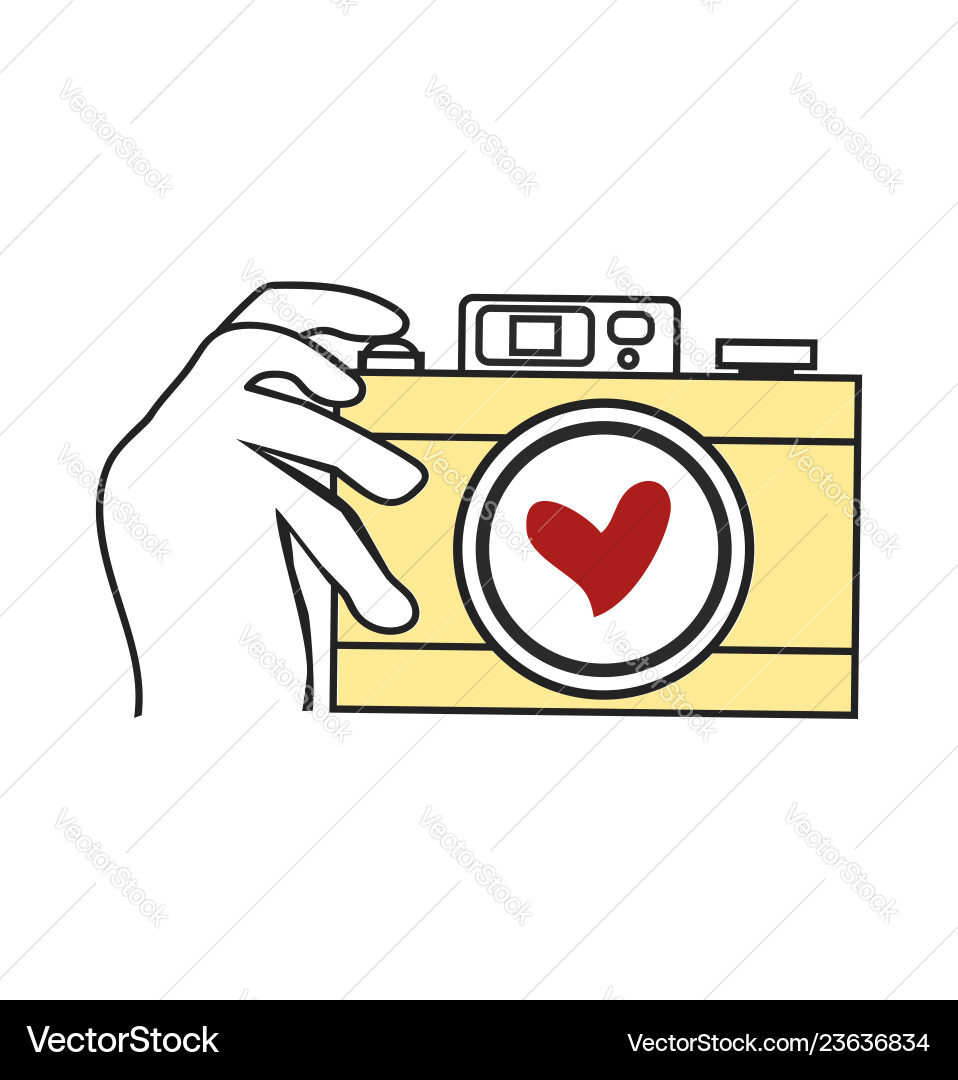 Hand holding camera Royalty Free Vector Image - VectorStock