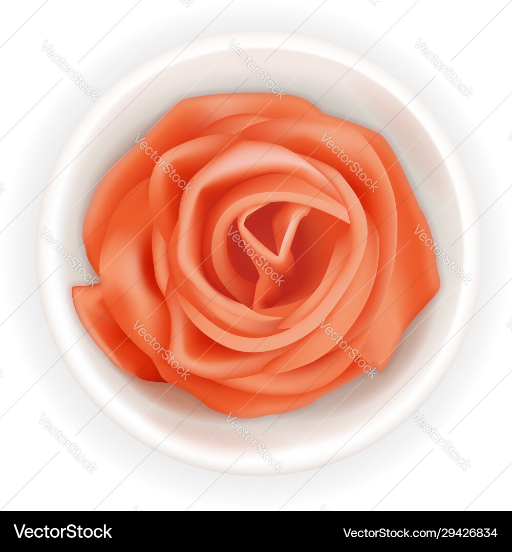 Pickled Ginger Rose in Bowl Royalty Free Vector Image