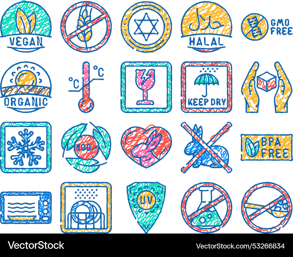 Product caution label warning icon hand drawn Vector Image