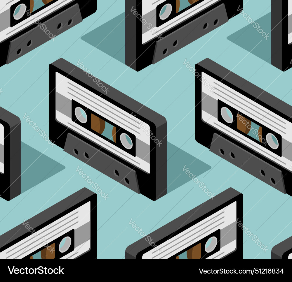 Retro cassette pattern seamless boombox Royalty Free Vector