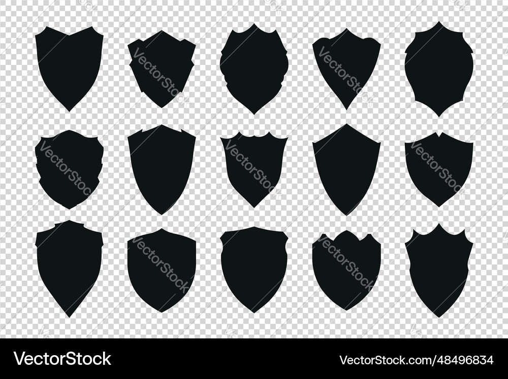 Simple black shields set Royalty Free Vector Image