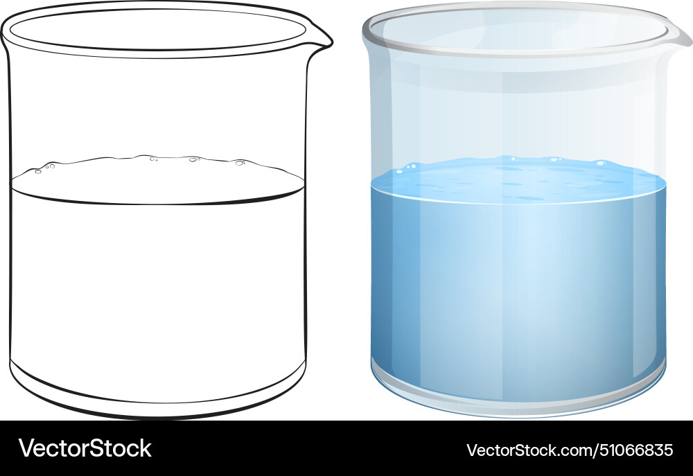 A full glass beaker Royalty Free Vector Image - VectorStock