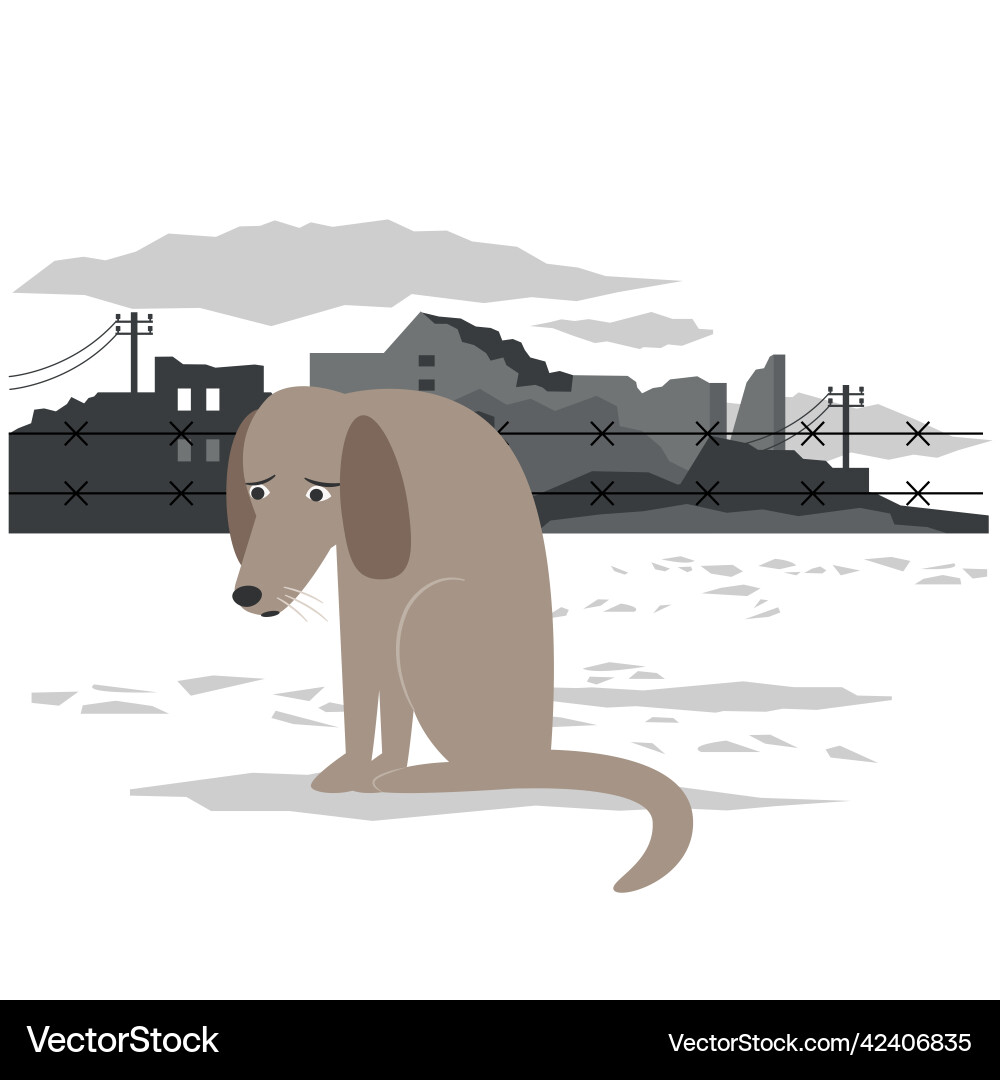 Animals are suffering during warfare Royalty Free Vector
