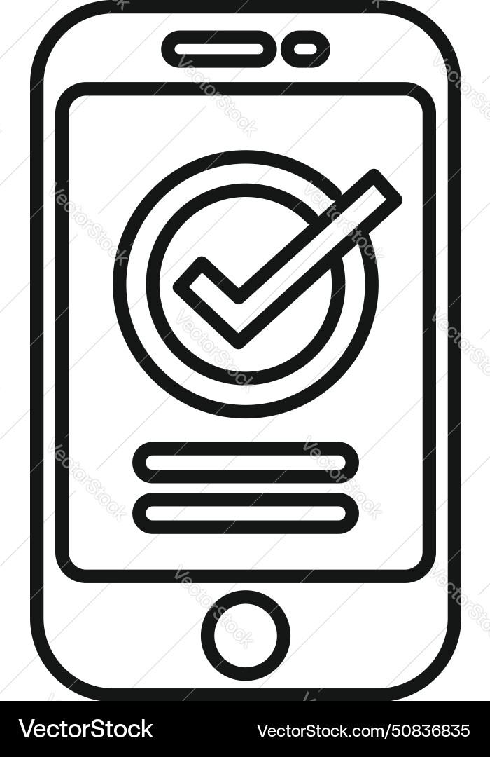 Approved smartphone control icon outline Vector Image
