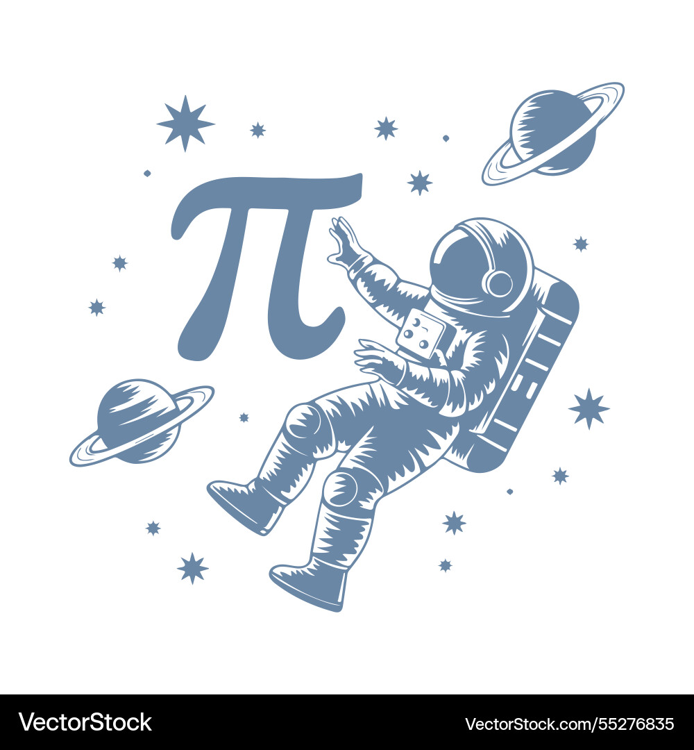 Astronaut and pi symbol silhouette for day Vector Image