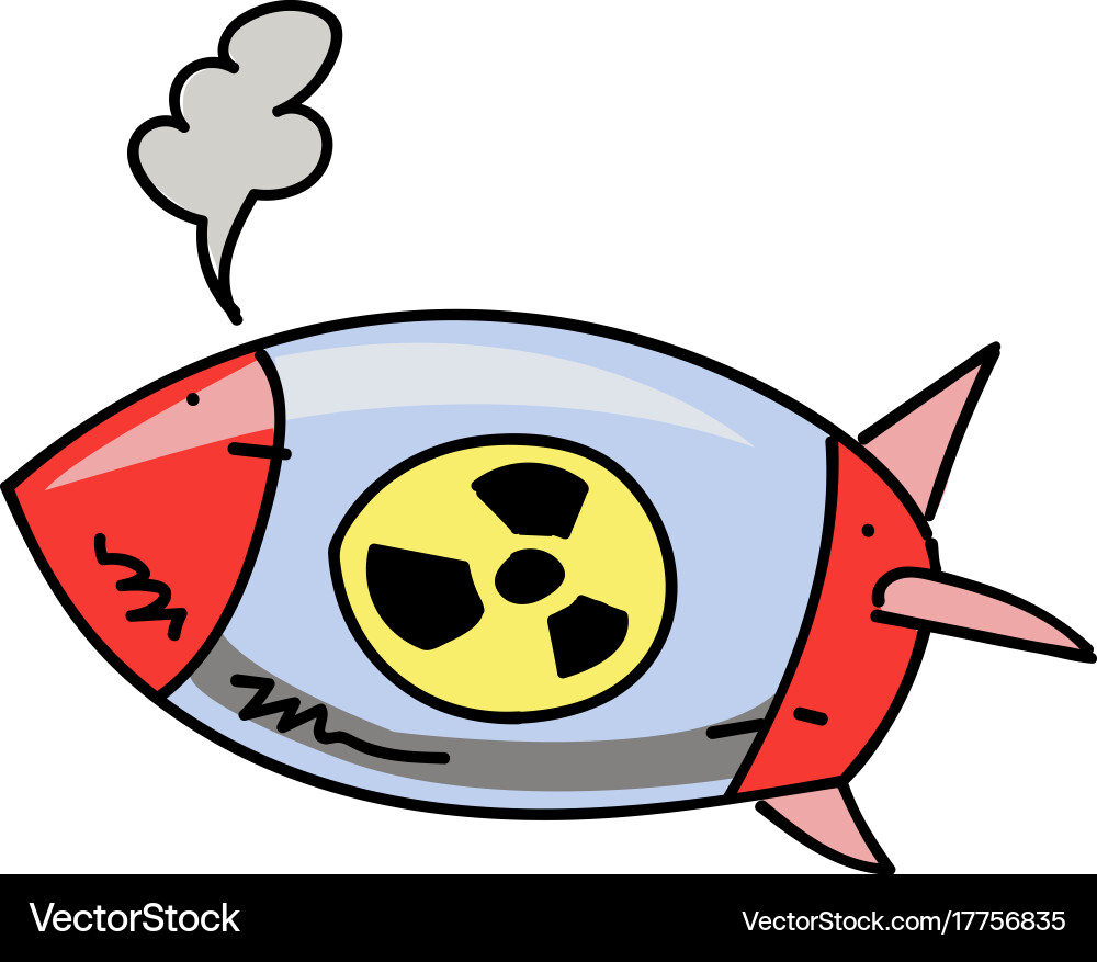 Atom bomb cartoon hand drawn image Royalty Free Vector Image