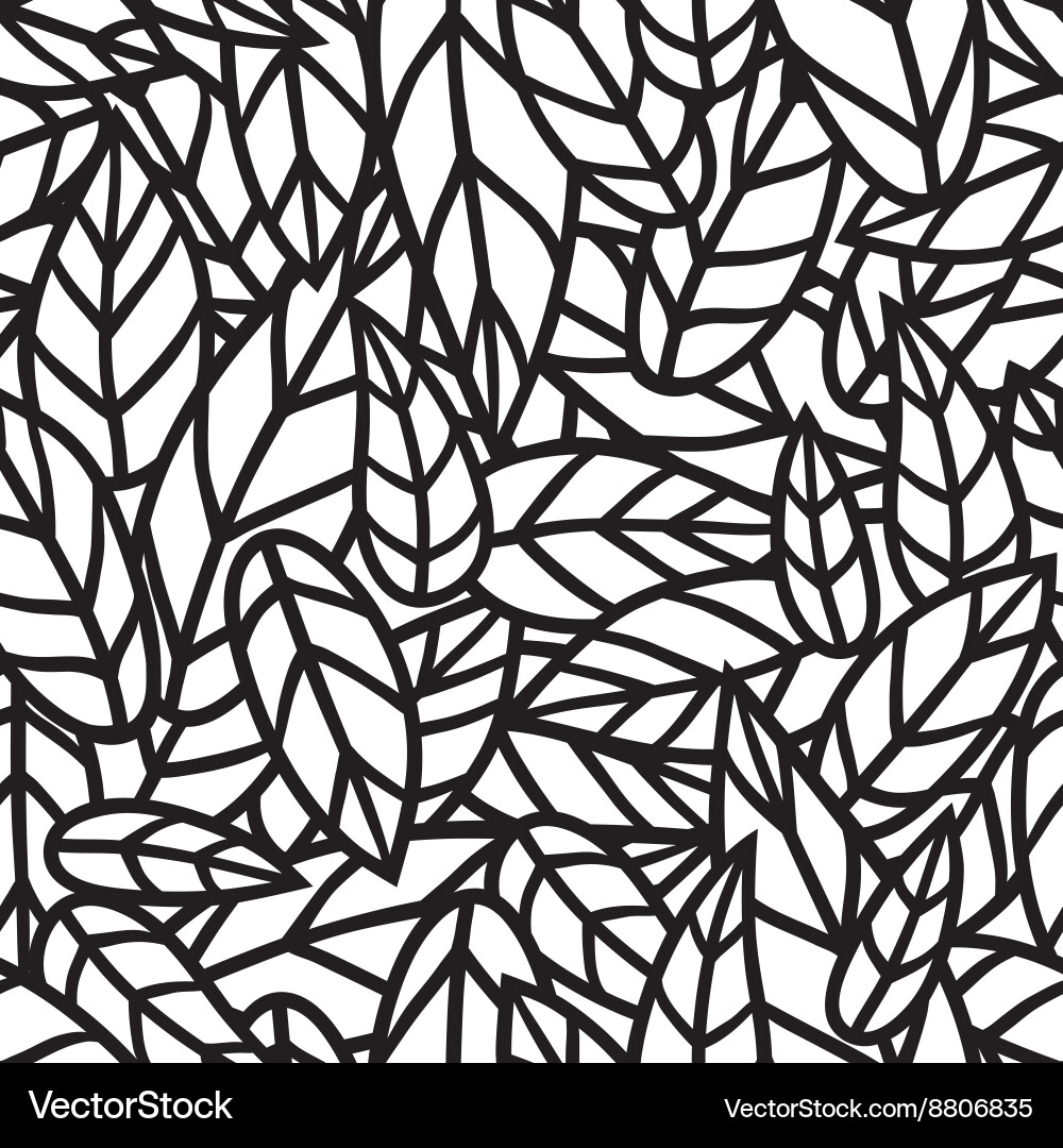 Black and white leaf nature seamless Royalty Free Vector