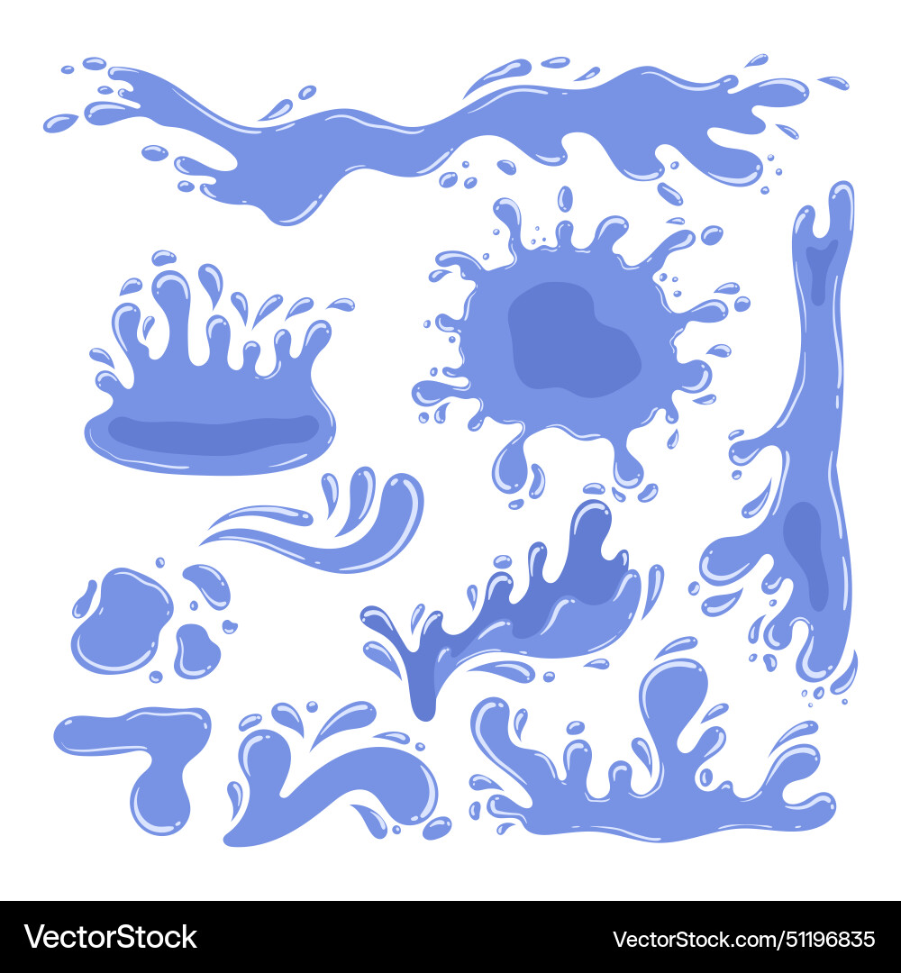 Cartoon vibrant water splashes aqua waves dance Vector Image