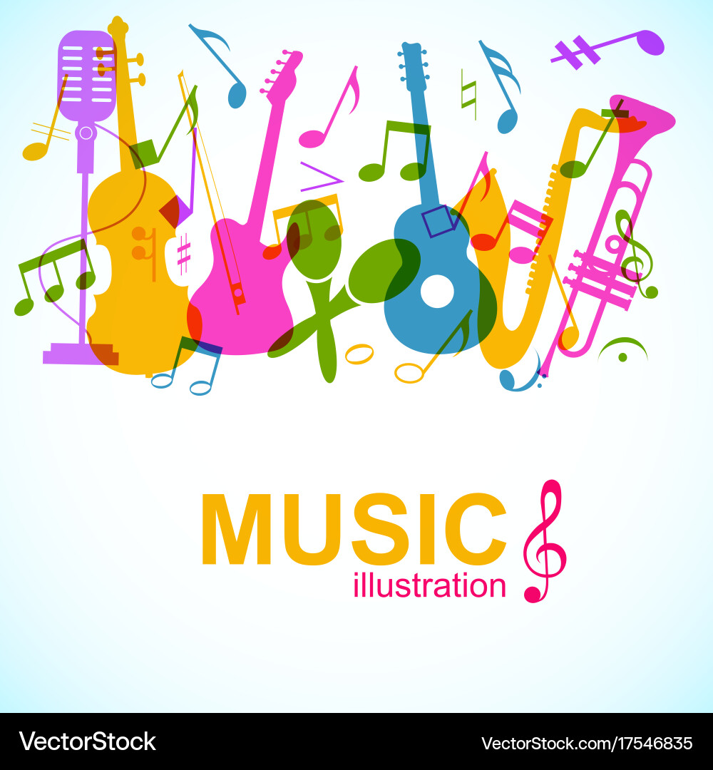 Colorful Musical Notes Poster – Royalty-Free Vector | VectorStock