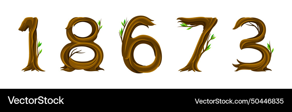 Forest woody number brown with branch set Vector Image