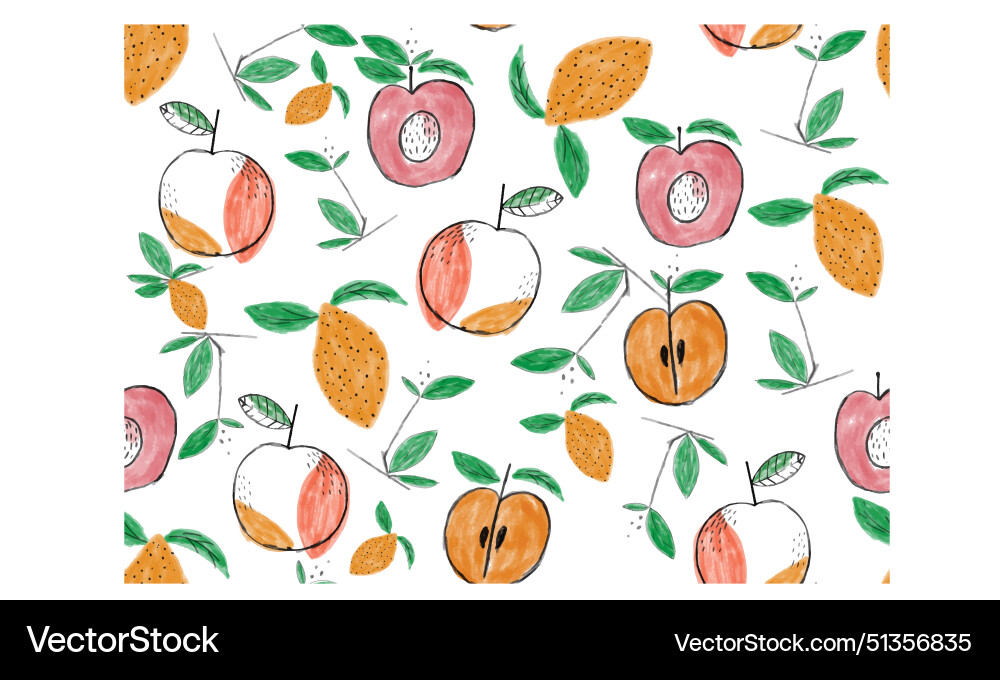 Hand painting fruit pattern design Royalty Free Vector Image