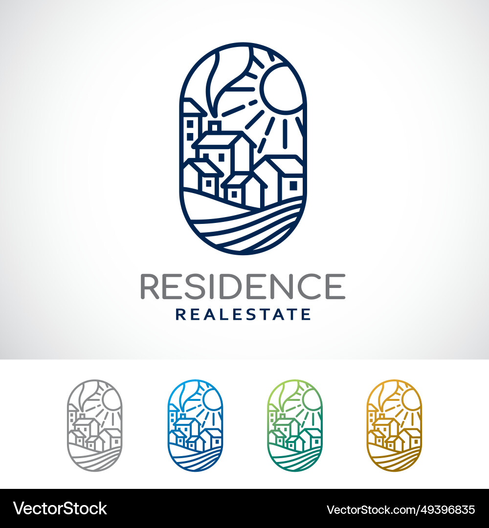 House modern line logo design template Royalty Free Vector