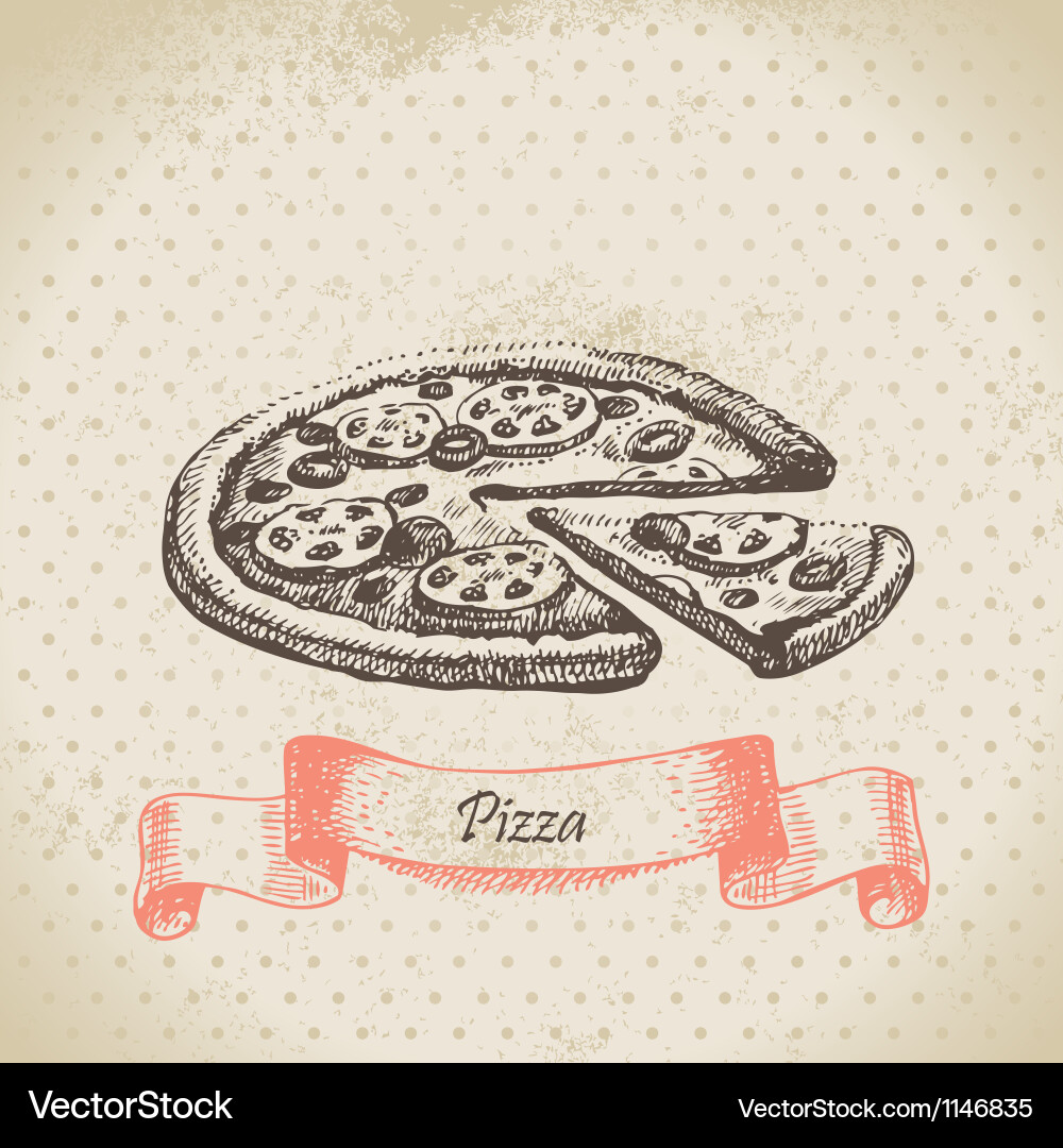 Pizza hand drawn Royalty Free Vector Image - VectorStock