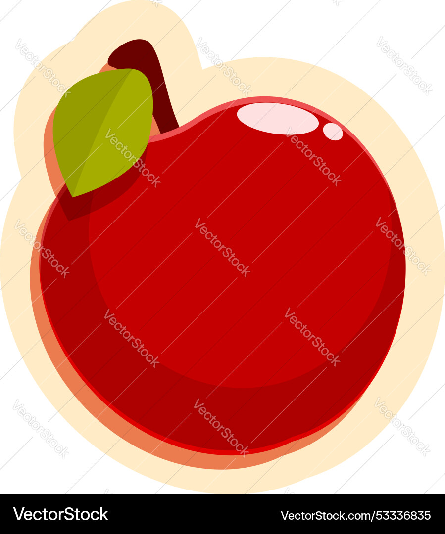 Red apple fruit sticker cartoon style Royalty Free Vector