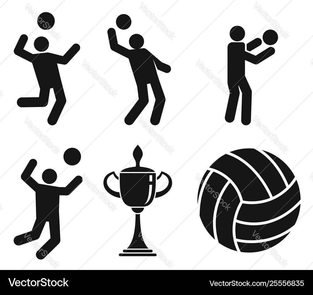 Volleyball icons set simple style Royalty Free Vector Image