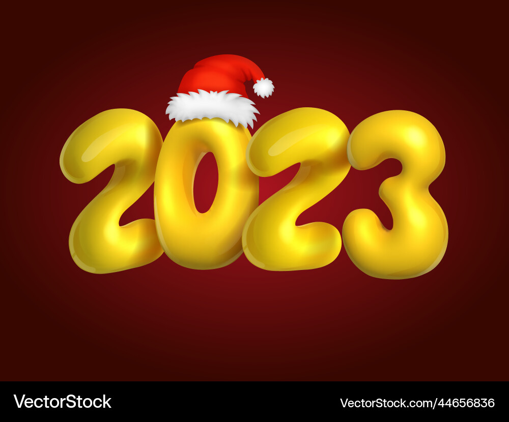 2023 3d realistic cute numbers happy new year Vector Image