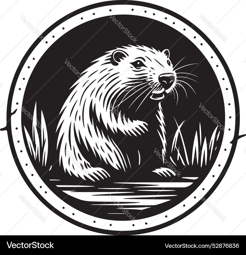 Beaver tribal mark beaver monarchy seal Royalty Free Vector