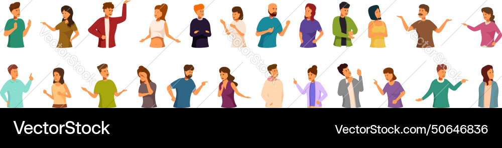 Couples conflict icons set cartoon angry Vector Image