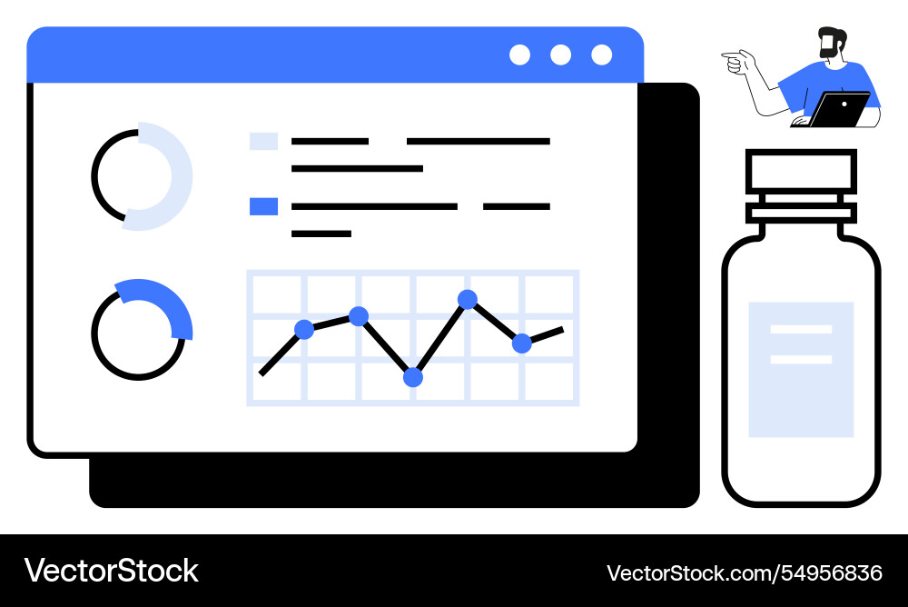 Datenanalyse Dashboard mit Diagrammen Lizenzfreier Vektor