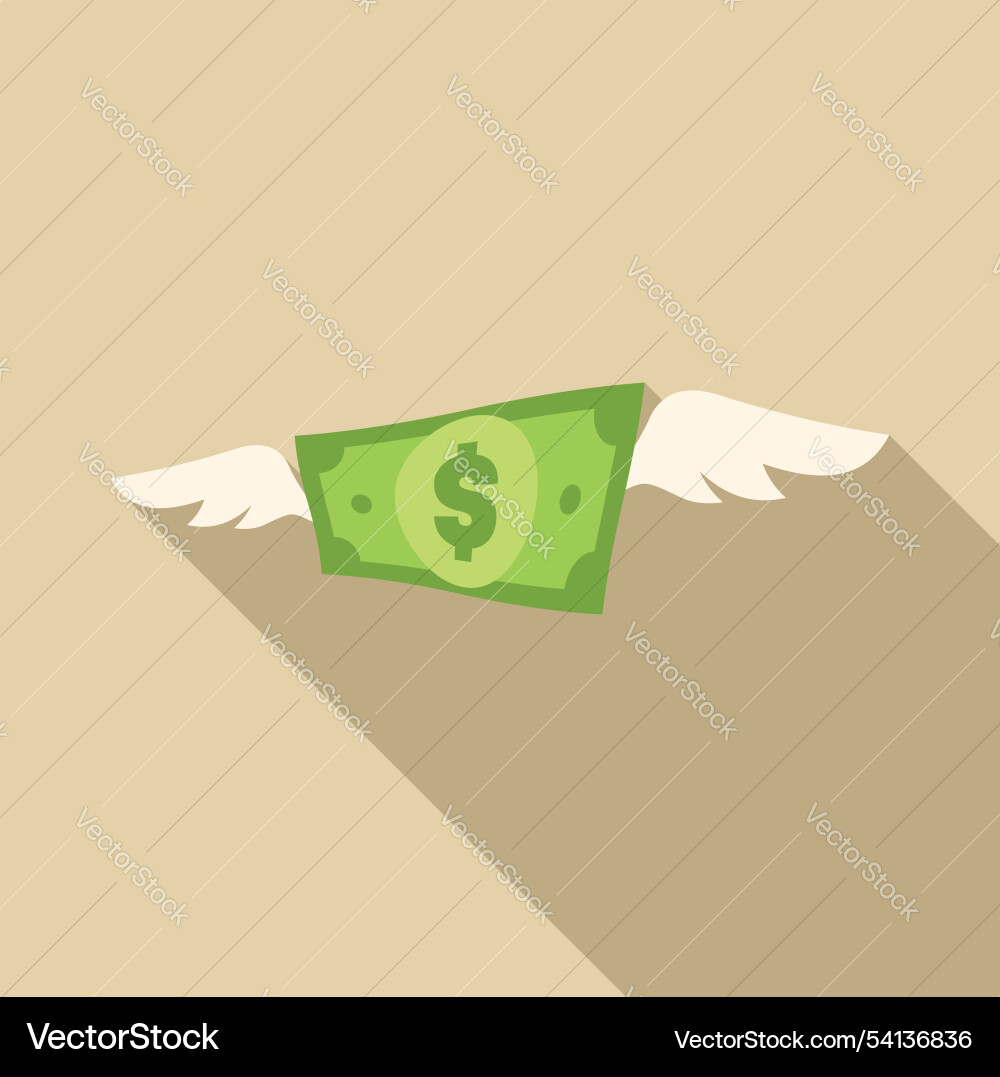 Dollar bill flying with wings representing easy Vector Image