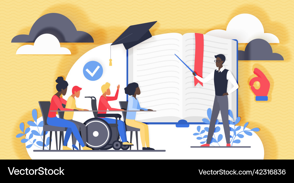 Inclusive education group of tiny diversity Vector Image