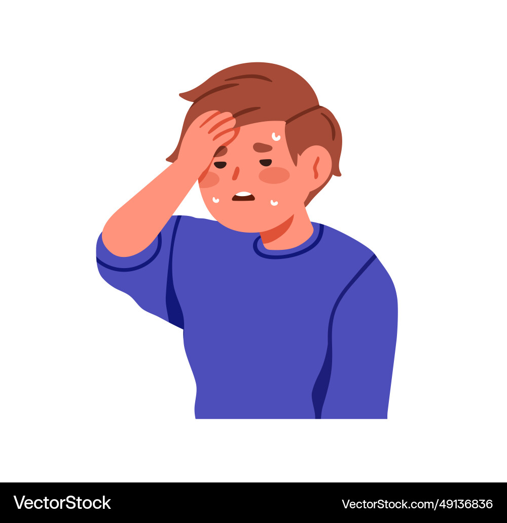 Kid sweating from fever high temperature sick Vector Image