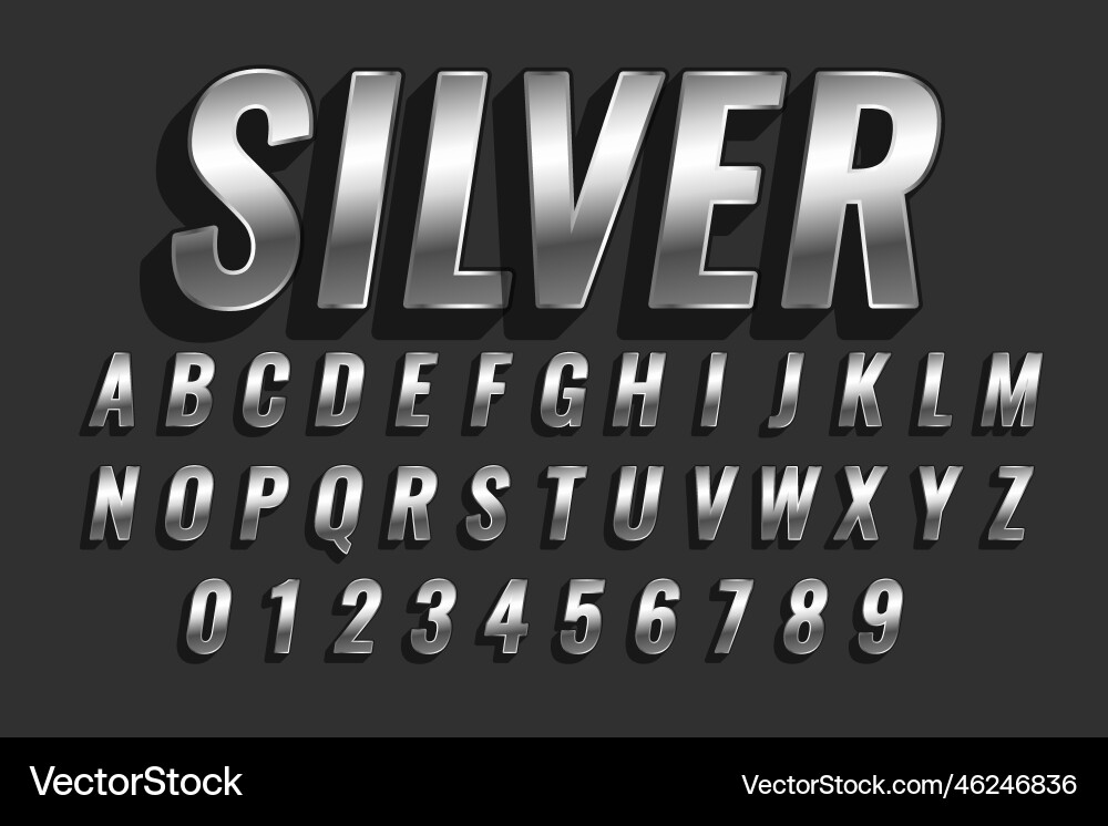 Metallic Silver 3D Text Effect Royalty Free Vector Image