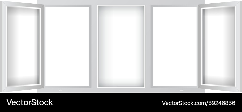 Realistic plastic window mockup template triple Vector Image