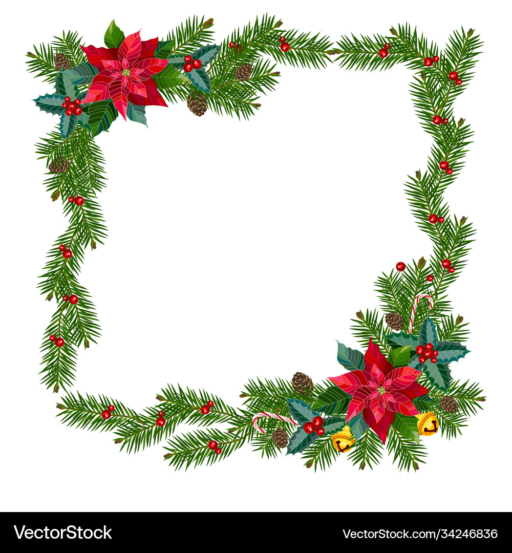 Square christmas frame Royalty Free Vector Image