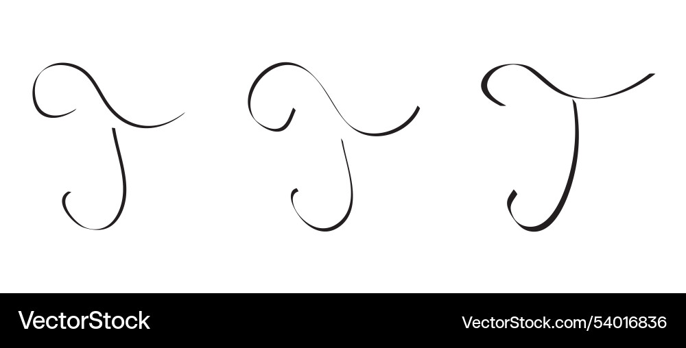 T letter victorian initial cursive hand written Vector Image