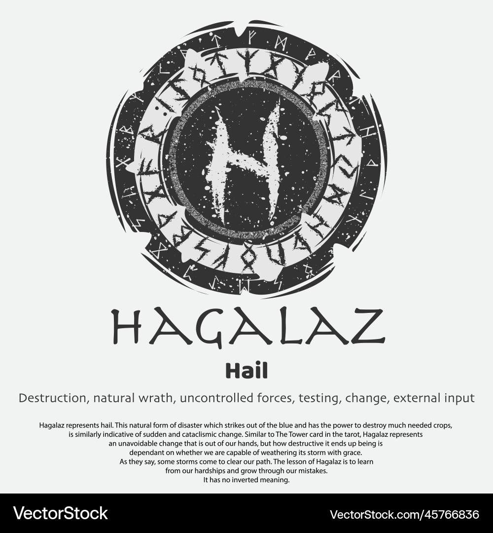 Viking hagalaz rune dark circle shield Royalty Free Vector