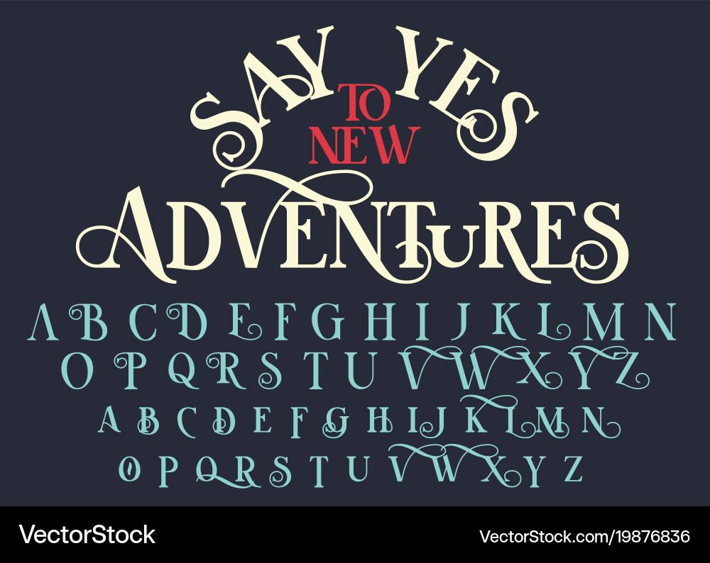 Vintage serif lettering font Royalty Free Vector Image