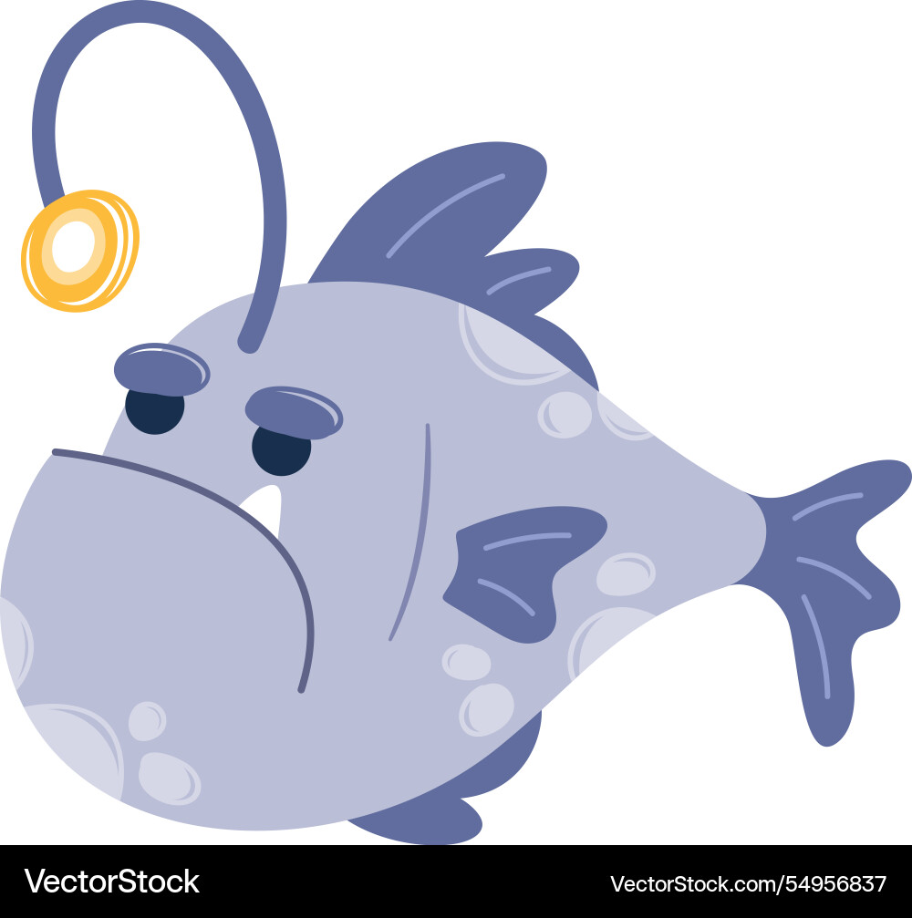 Angler fish monkfish underwater character Vector Image