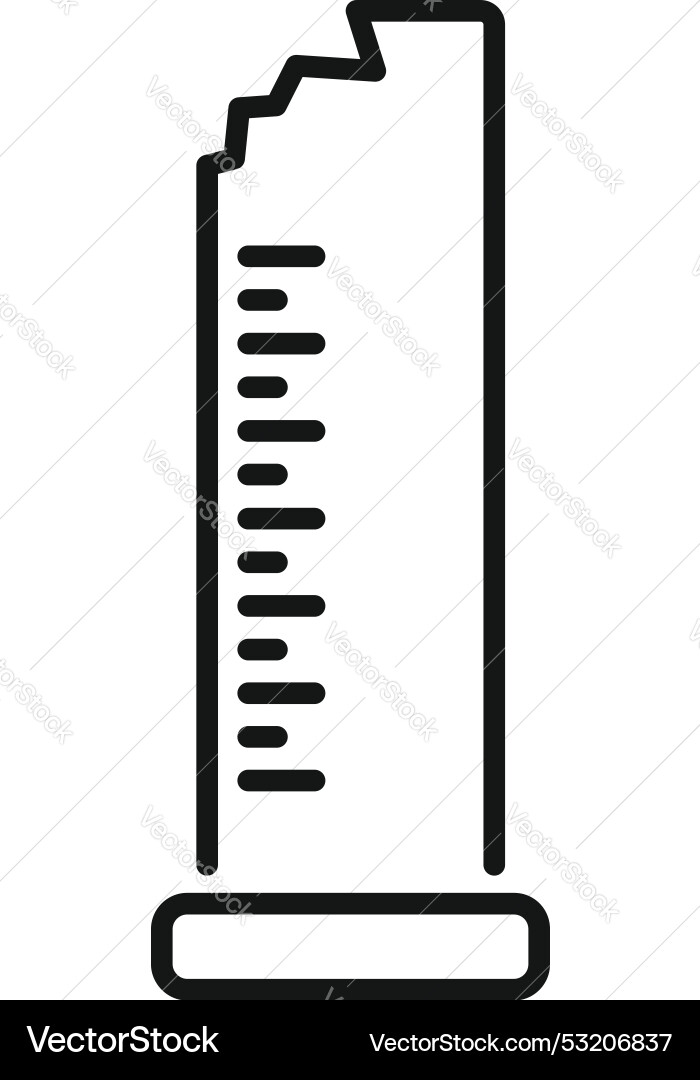Black outline icon of a broken ruler showing Vector Image