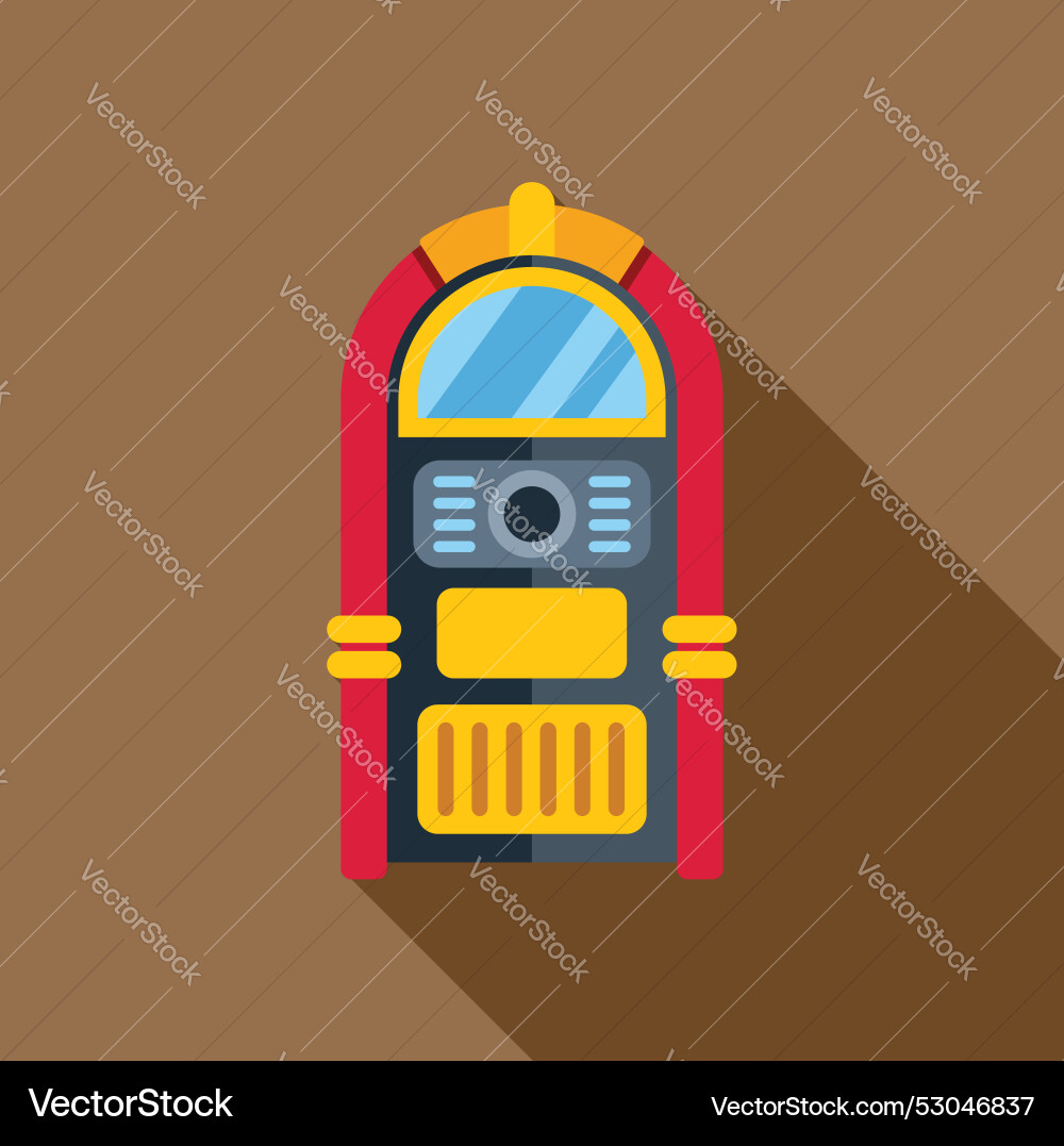 Classic red jukebox playing music on brown Vector Image