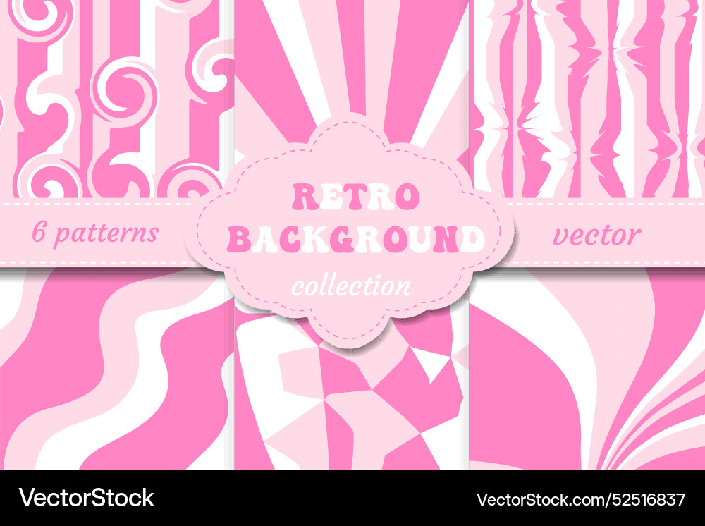 Pink groovy y2k abstract pattern collection Vector Image