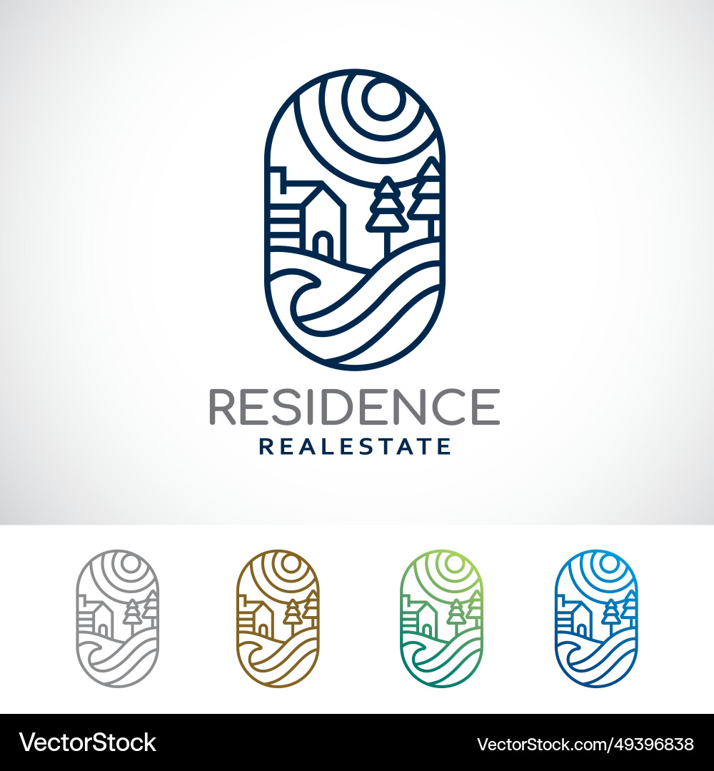 House modern line logo design template Royalty Free Vector