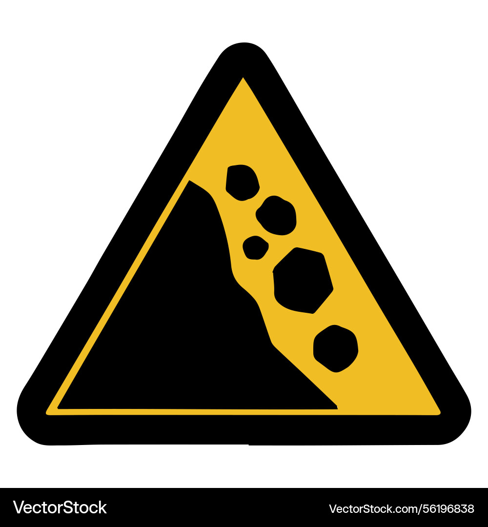 Landslide hazard warning sign yellow triangle Vector Image