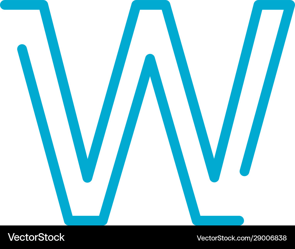 Linear geometric outline alphabet letter w Vector Image