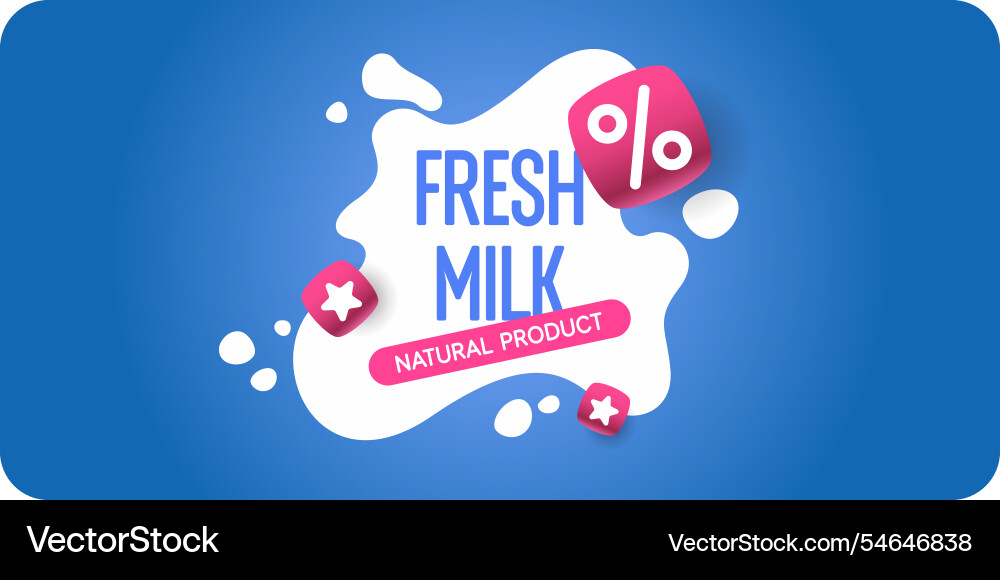 Modern poster fresh milk with splashes Royalty Free Vector