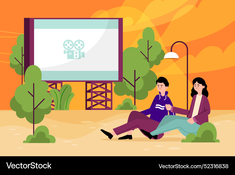 Open air cinema concept Royalty Free Vector Image