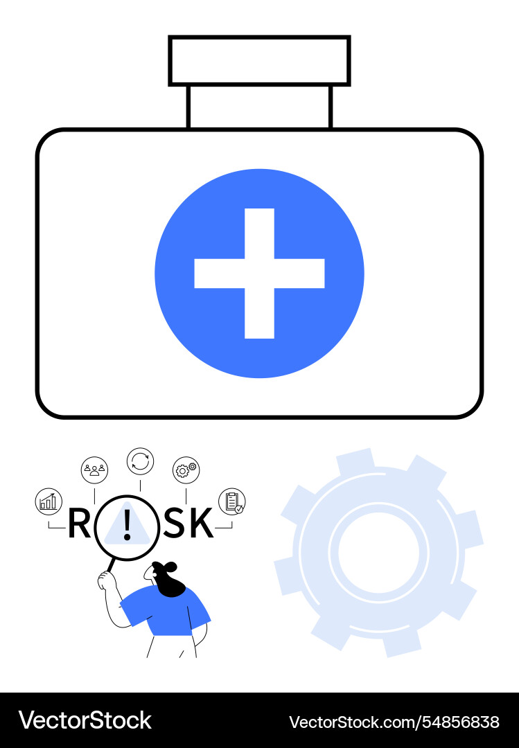 Risk assessment and mitigation represented Vector Image